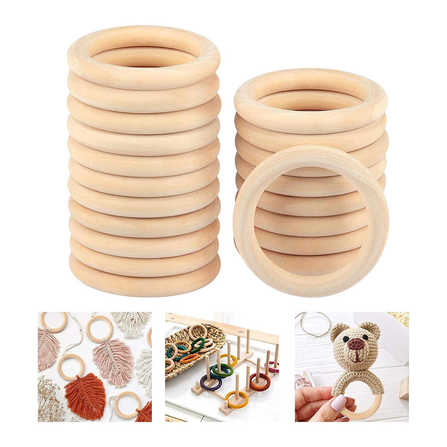 Click here for Unbranded 30pcs 70mm Wood Rings wooden Ring Wood C... prices