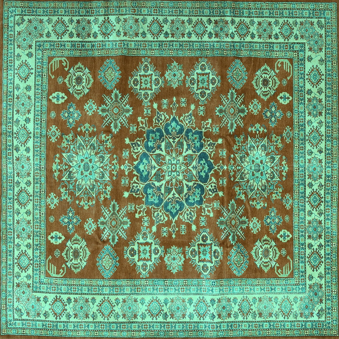 Ahgly Company Machine Washable Indoor Square Persian Turquoise Blue ...