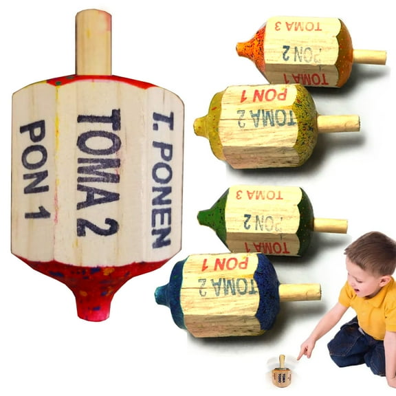 Toma Todo Jumbo Pirinola Mexicana de Madera - 6-Inch Traditional ...