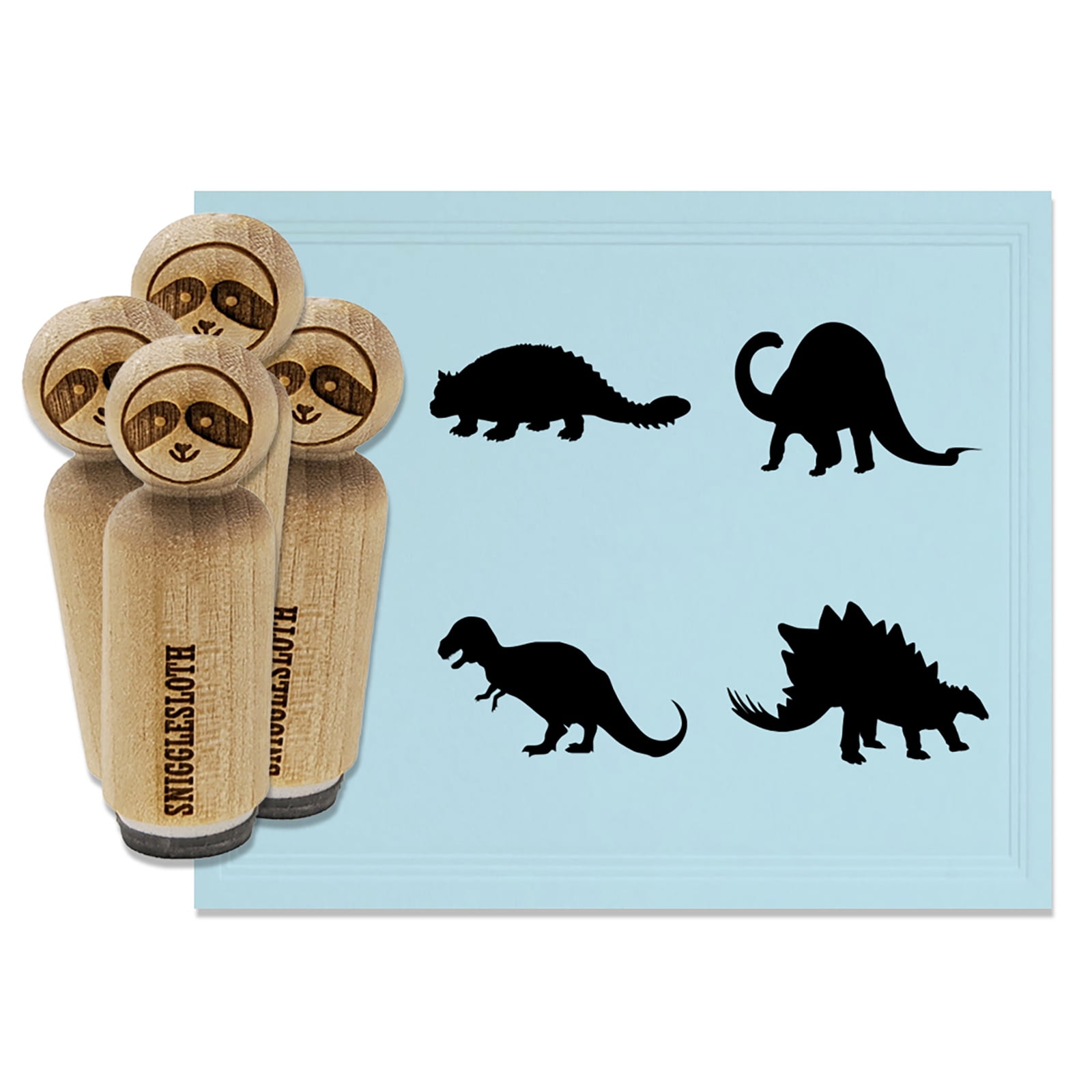 Dinosaurs T-Rex Brontosaurus Stegosaurus Ankylosaurus Rubber Stamp Set ...