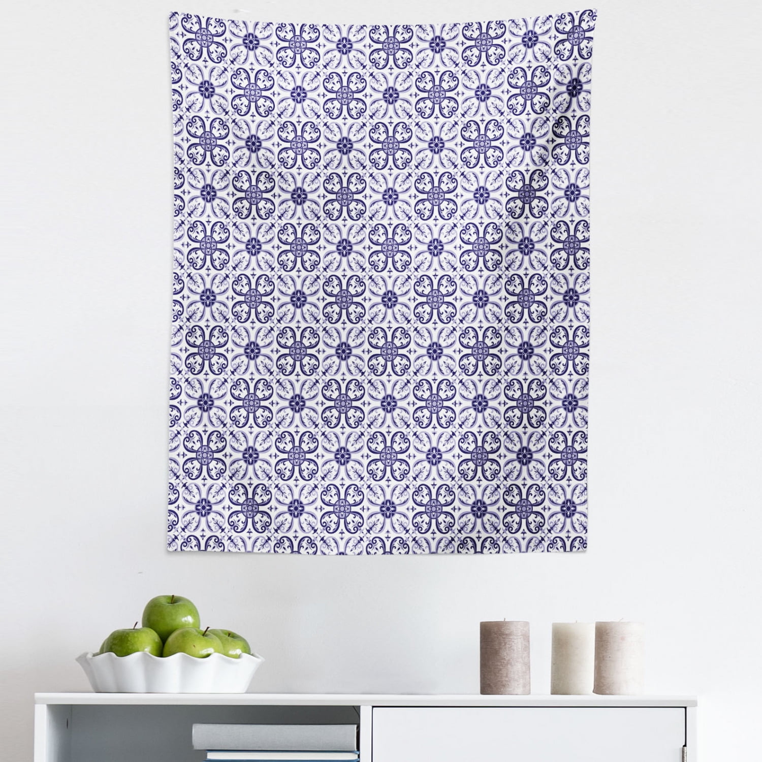 Delft Tapestry, Repetitive European Victorian Design Curlicue Floral on ...