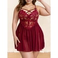 LapaPlus Plus Size Lingerie for Curvy Women XL-5XL Lace Nightwear Chemise Mesh Sleepshirts ...