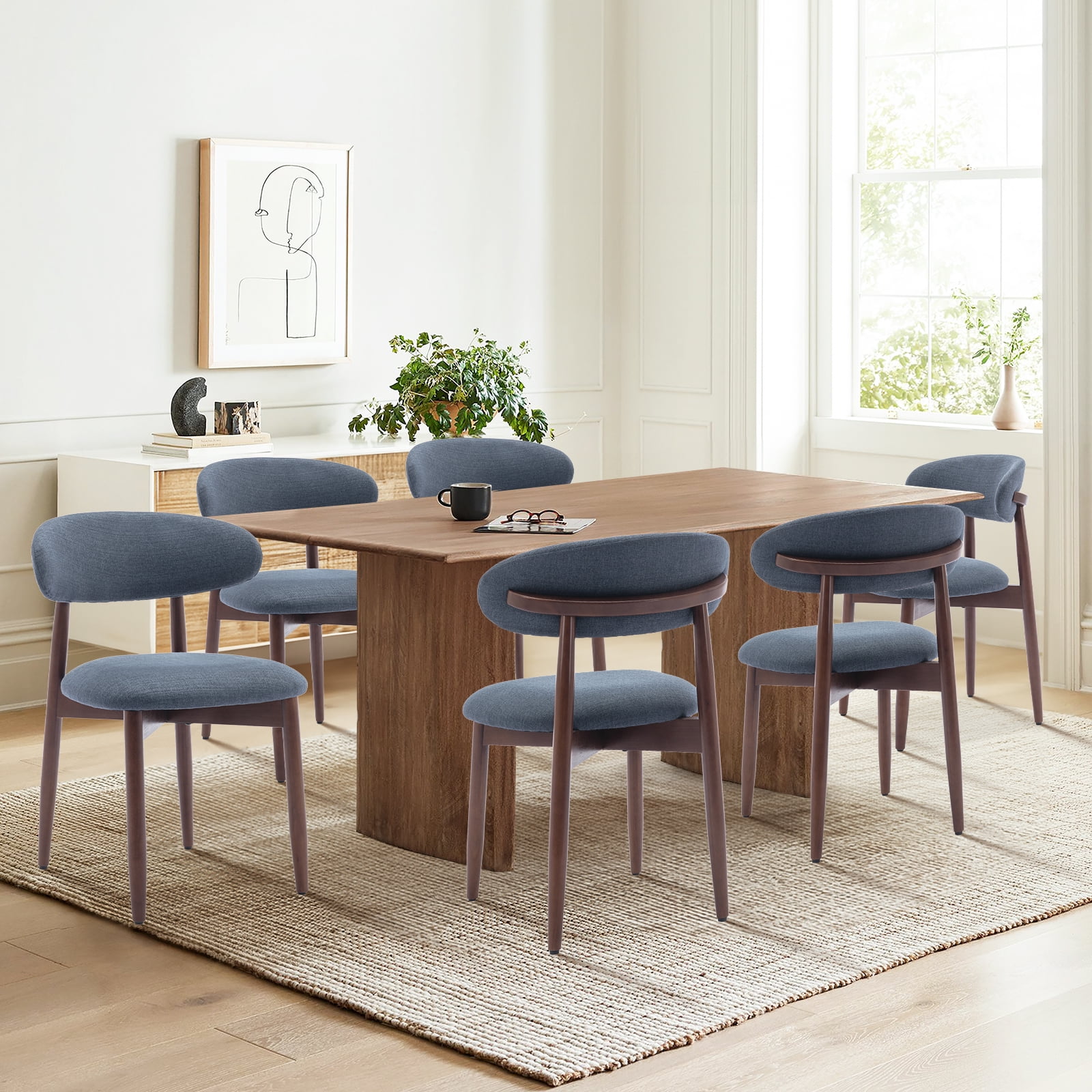 Click here for Malol Wooden Dining Chairs Set Of 6  Modern Fabric... prices