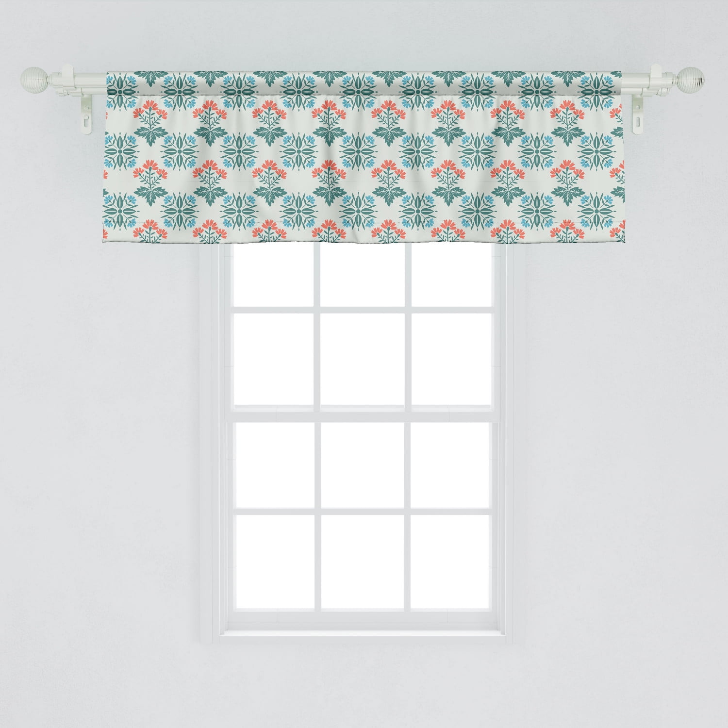 Ambesonne Seafoam Window Valance Ornate Floral Arrangement Blossoming