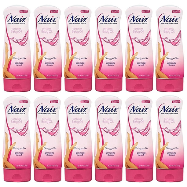 Pack of (12) Nair Hair Remover Lotion with Baby Oil, For smooth And ...