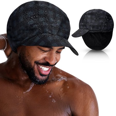 Shower Cap for Men Large Black Shower Cap Waterproof Reusable Shower ...