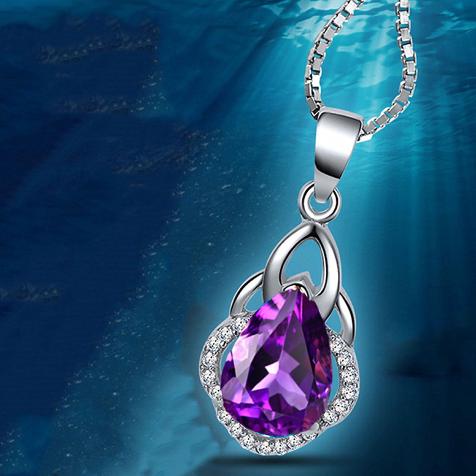 Click here for Abpwly Drop-Shaped Amethyst Purple Pendant Necklac... prices