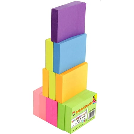Sticky Notes,1 1/2 x 2 Inches,Small Size,The Adhesive Shorter Side,Neon ...