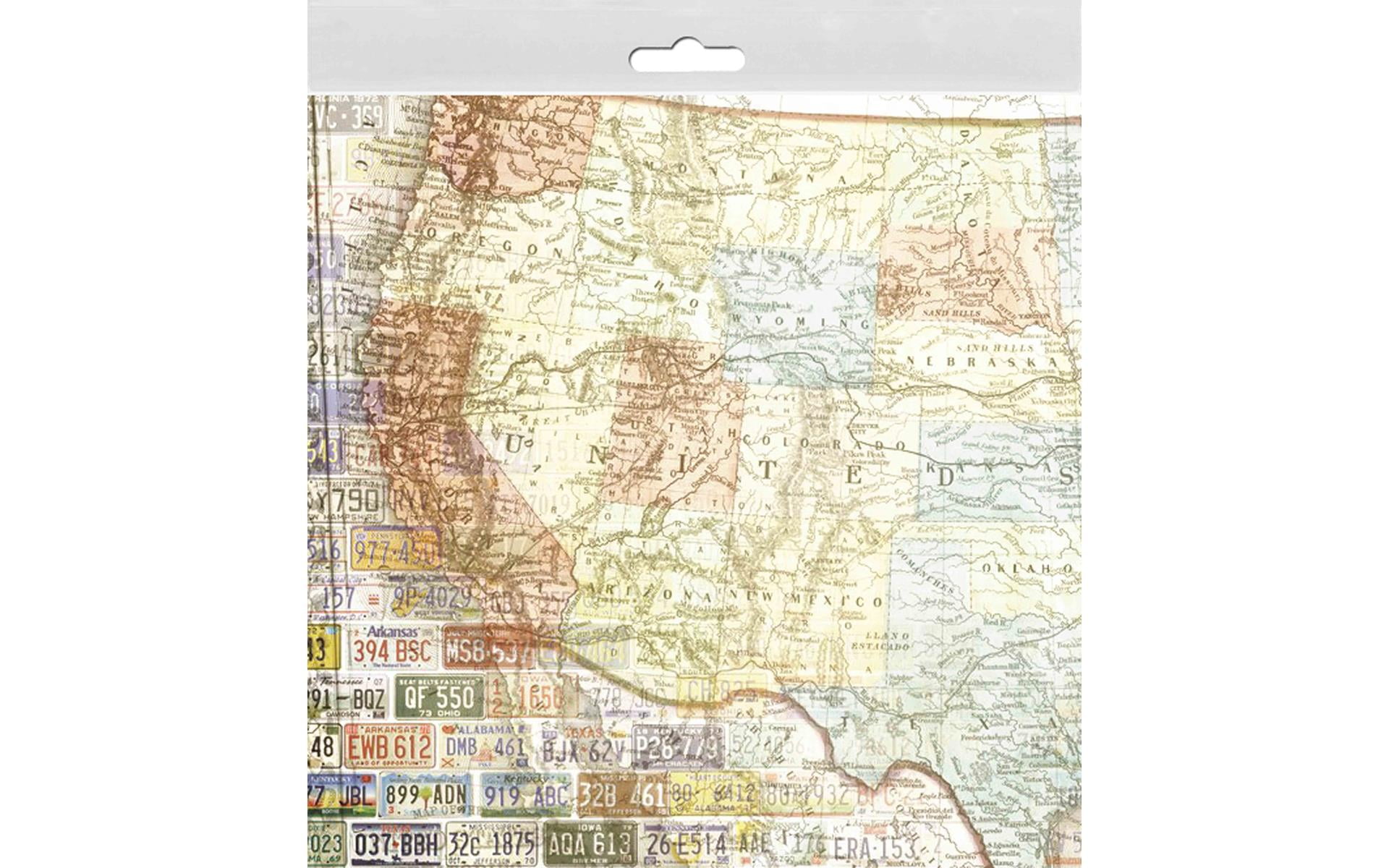 Paper House Paper 12x12 US Travel US Map West (pack of 25) - Walmart.com