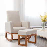 Baxton Studio Yashiya Upholstered Rocker and Ottoman in Gray - Walmart.com