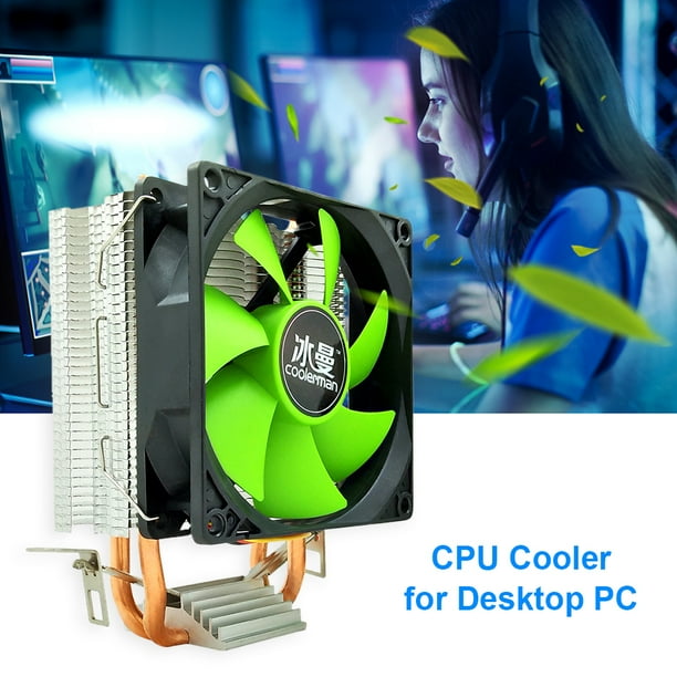 Cooling Fan 2 Heat Pipes Cooler 3-Pin Power PWM Computer PC Radiator ...