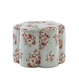 Rustic Manor Lavigne Linen Flower Shaped Ottoman with Nailhead Trim ...