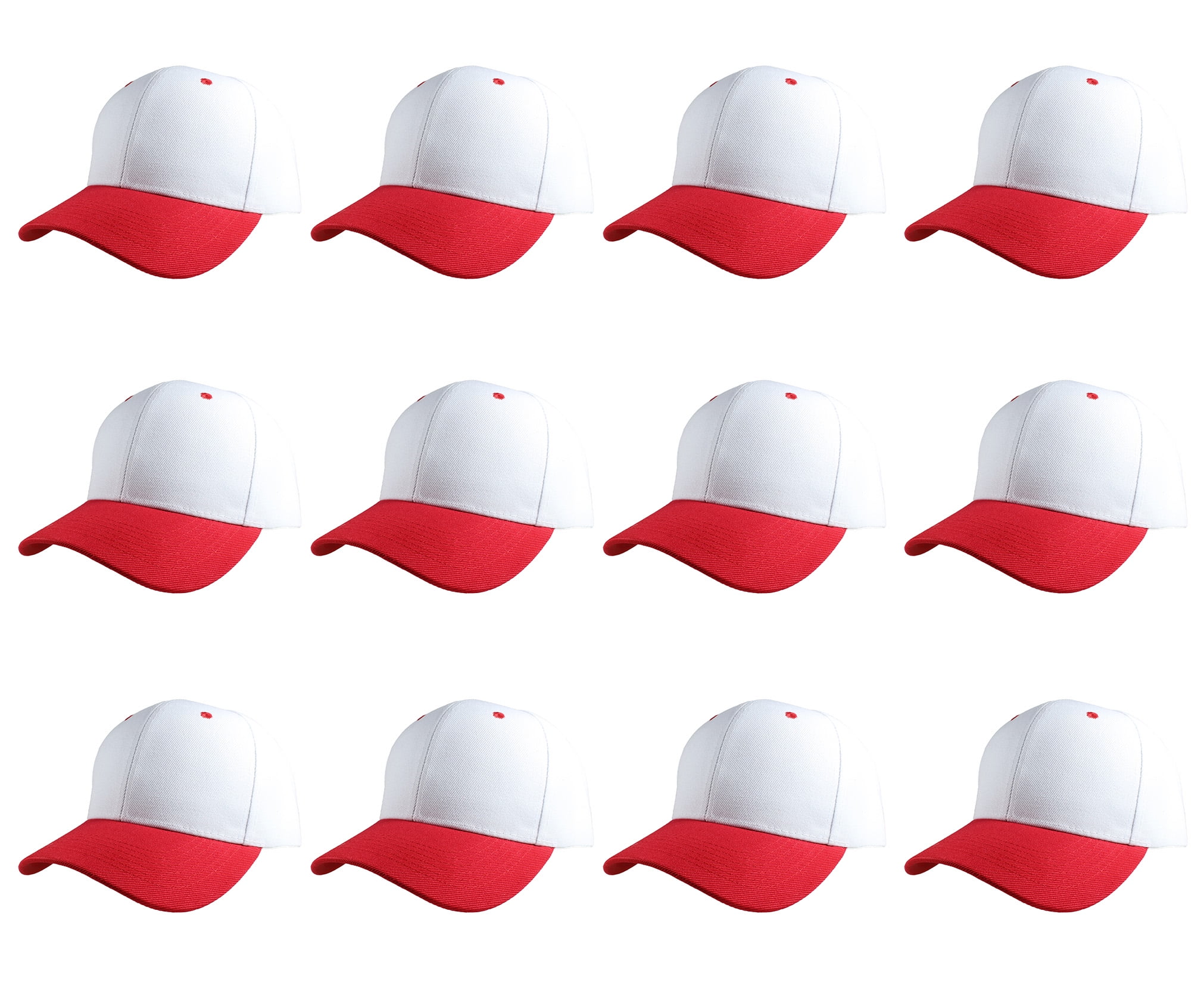 Gelante Adult Plain Baseball Hat Cap Adjustable Back Strap 12 Pack ...