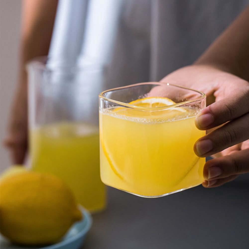 Clear Square Glass Cup Minimalism Heat-Resistant Milk Breakfast Cup Bar ...