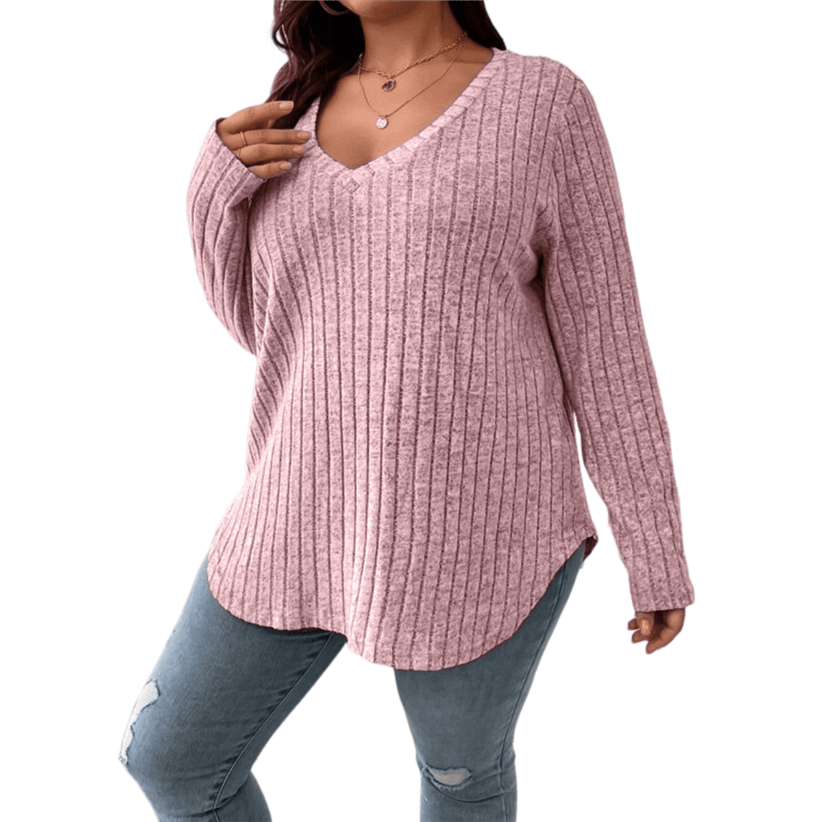 Click here for Unbranded Womens Plus Size Casual Knitted V-Neck L... prices
