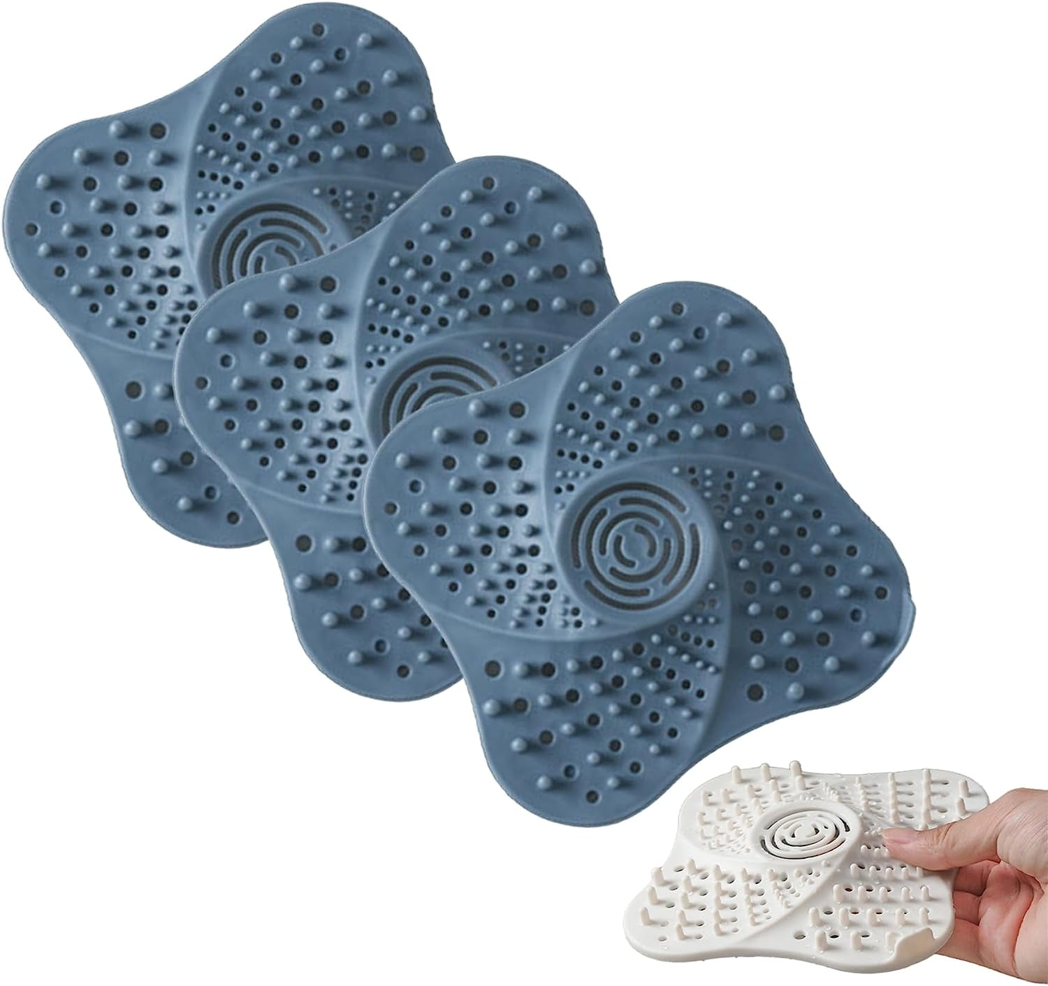 3pcs Drain Hair Catcher Bathroom Tub Hair Catcher Shower Drain Flat ...