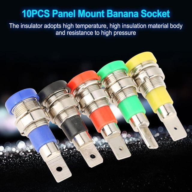 Panel Mount Banana Socket,10 PCS Mixed Color Banana Jack Socket Banana ...