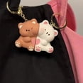 1Pair Endearing Cartoon Love Bear Couple Keychains Unique Resin Keyring ...