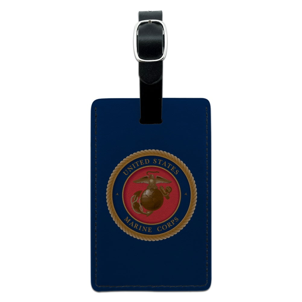 Marine Corps USMC Emblem Officially Licensed Rectangle Leather Luggage ...