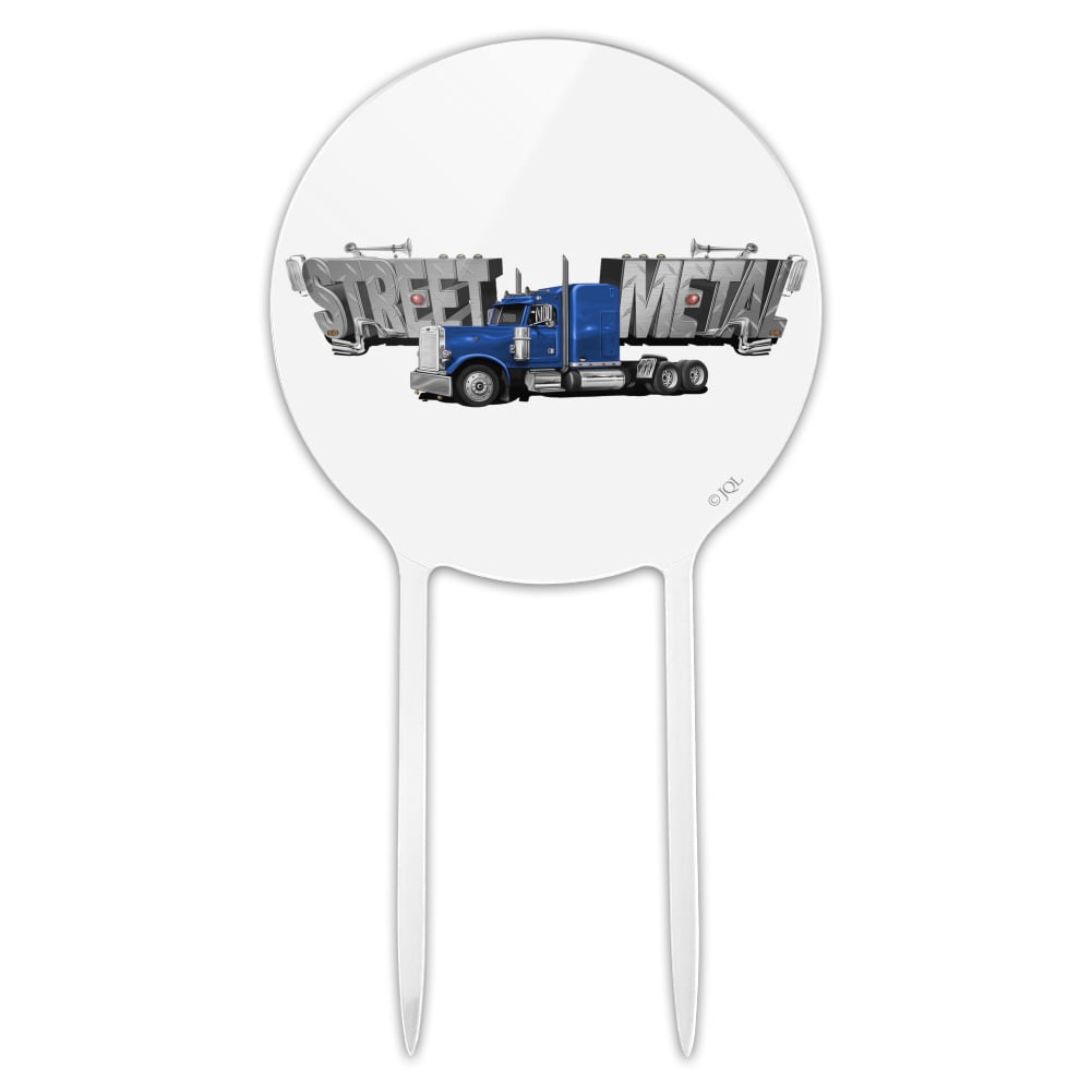 Acrylic Street Metal Semi Tractor Trailer Truck Cab Cake Topper Party ...