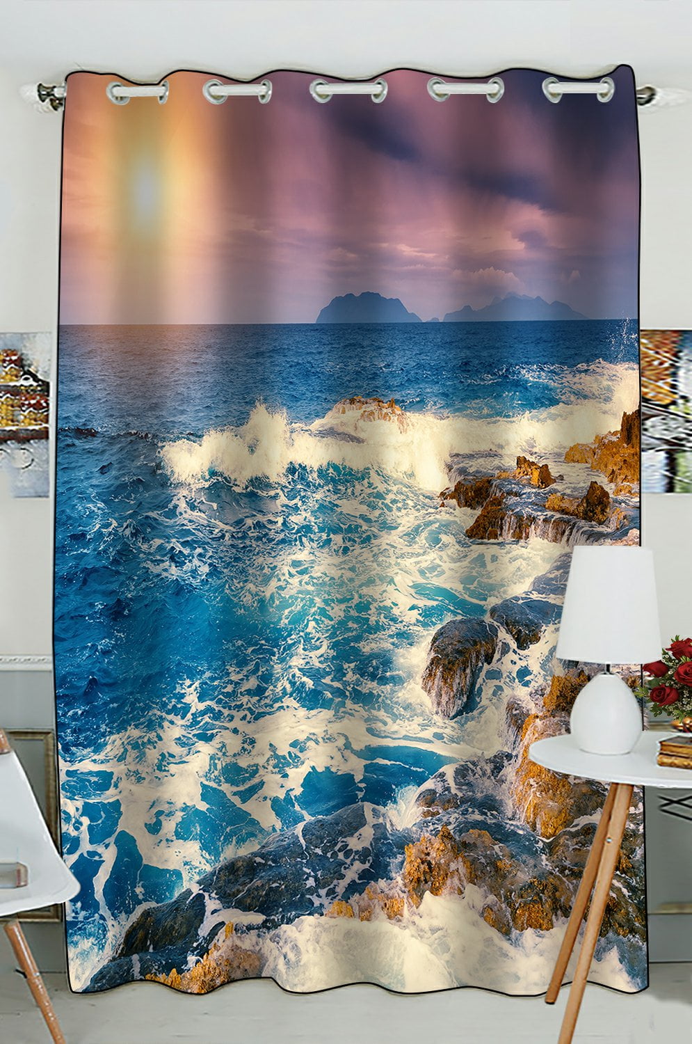 PHFZK Ocean Window Curtain, Fantastic Sunset View of the Cape Milazzo ...