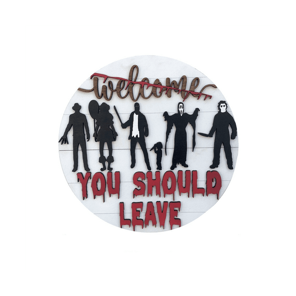 Horror Welcome Sign Horror Welcome Sign for Front Door Halloween Wreath ...