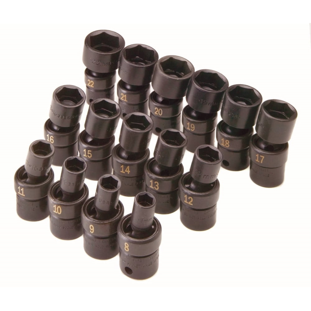 SK Hand Tool 33350 15-Piece 3/8 in. Drive 6-Point Swivel Metric Impact Socket Set - Walmart.com ...