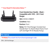 Front Outside Door Handle - Black - Compatible with 1993 - 2011 Ford ...