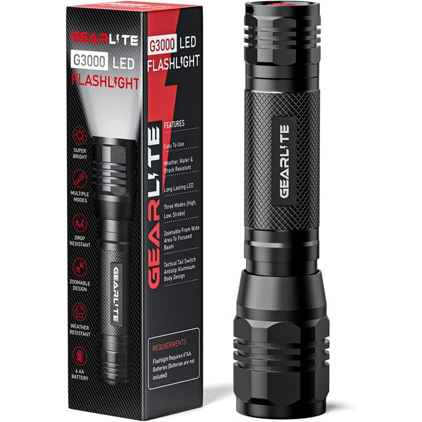 Linterna LED ultrapotente, linterna táctica G3000 con 3 modos y largas ...