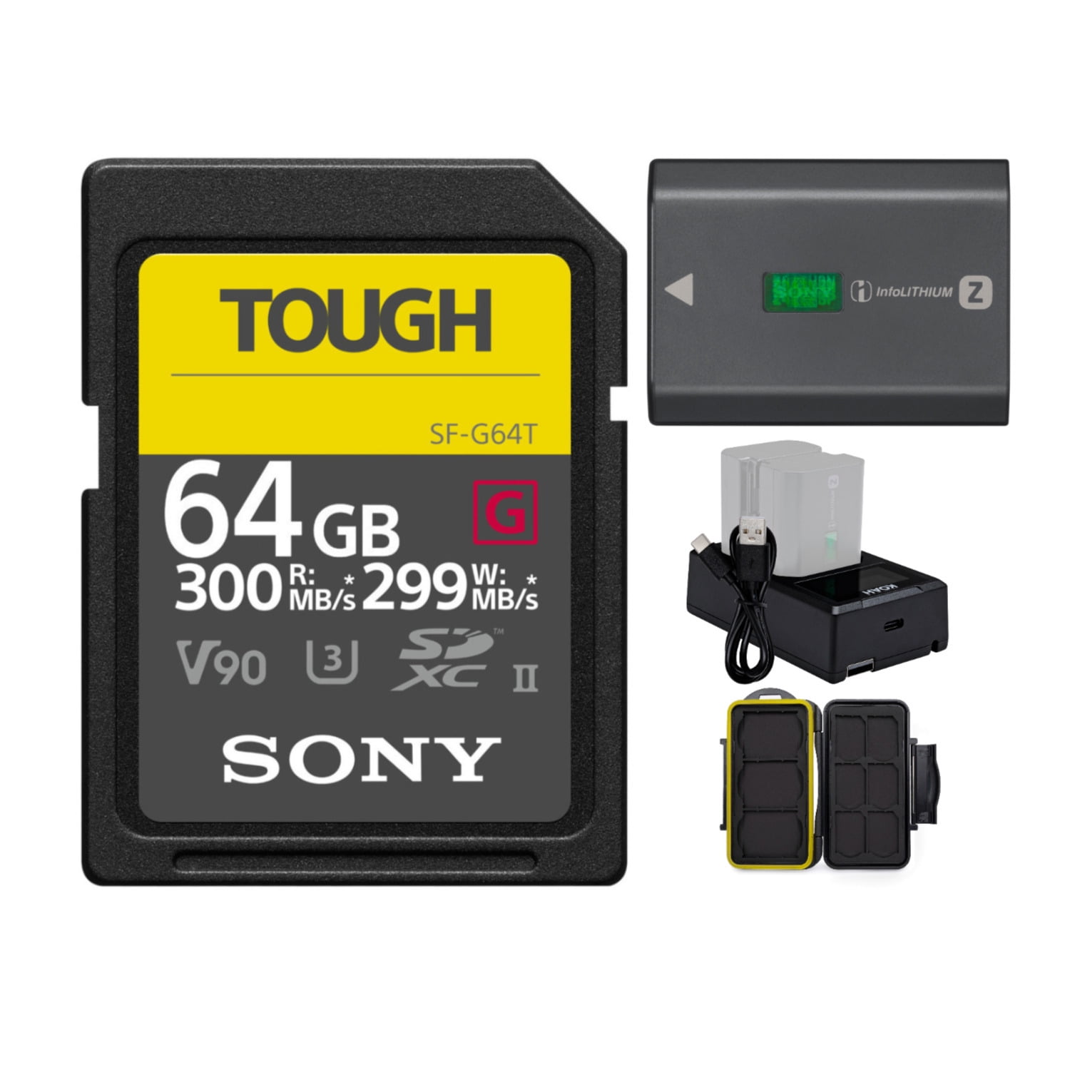 Sony 64GB UHS-II Tough G-Series SD Card with Rechargeable Battery Pack ...