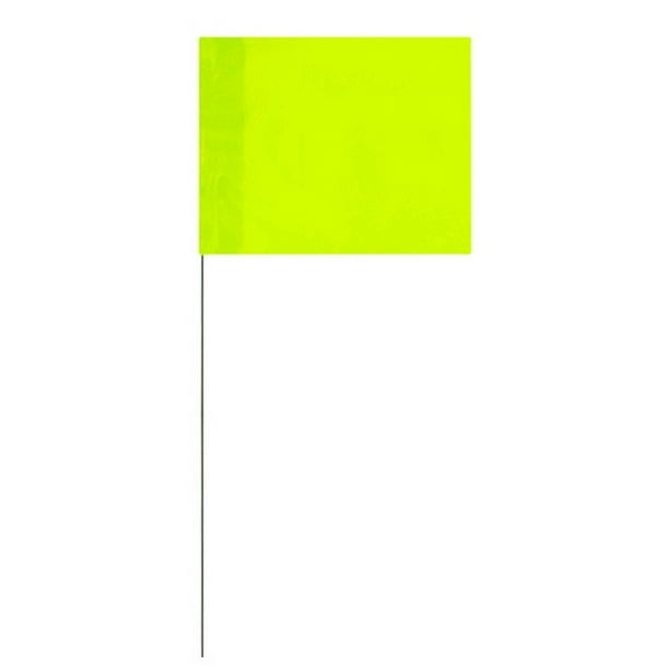 Marking Flags Fluorescent Lime 4" X 5" Flag With 21" Wire Staff (100 ...