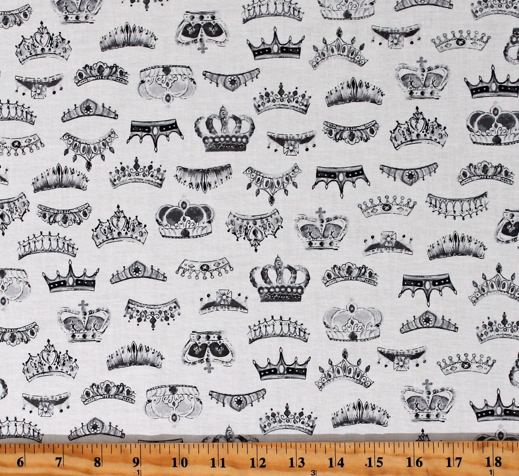 Cotton Crowns Royalty Princess Fairytale London White Cotton Fabric ...