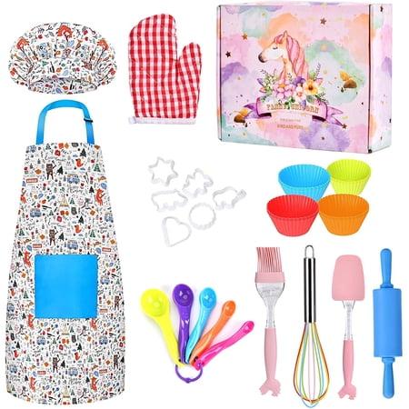 Kids Cooking and Baking Set, 30 Pcs Kids Chef Role Play Costume Set for ...