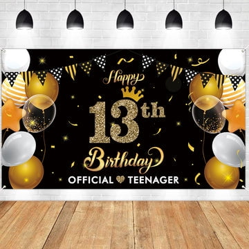 WATINC Happy 13th Birthday Backdrop banner Official Teenager Background ...
