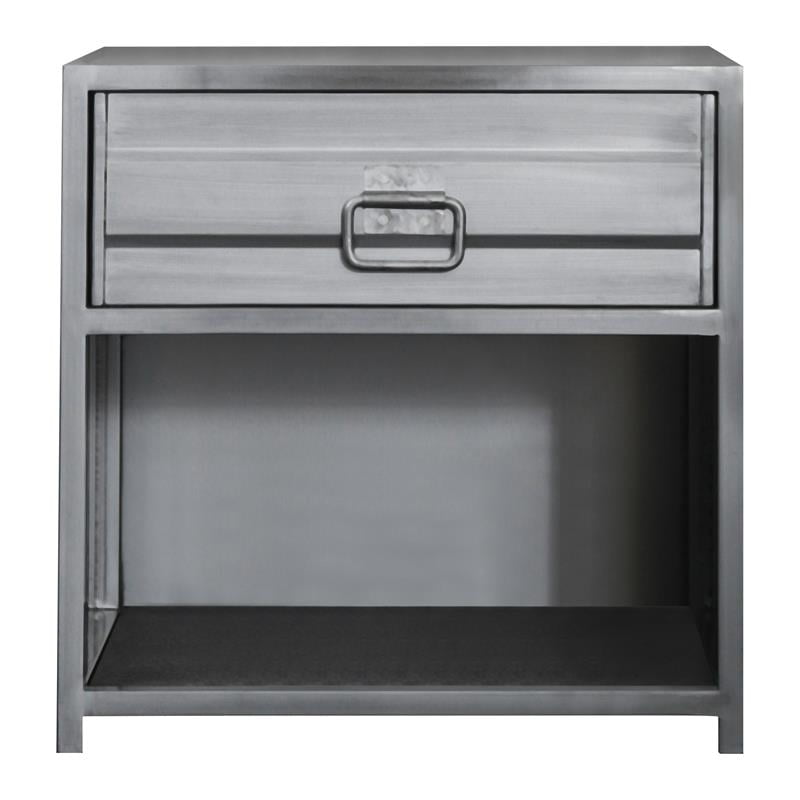 Furniture of America Hazier Industrial Metal Nightstand in Hand-Brushed ...