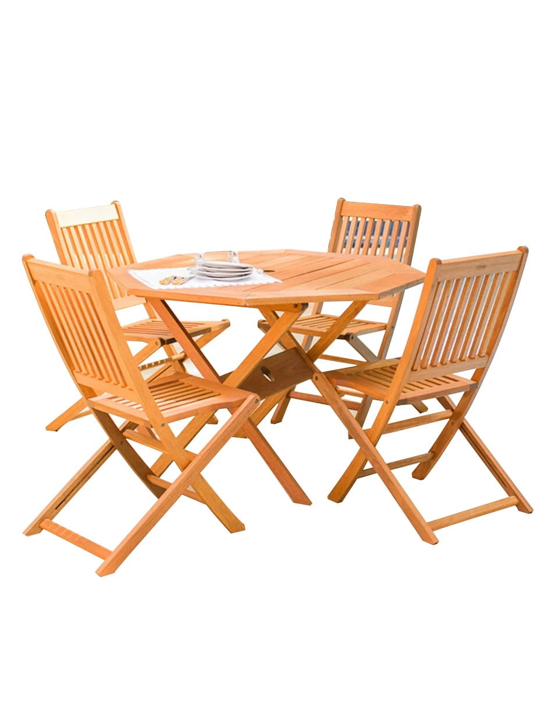 Comedor Mesa Octagonal de Madera Plegable Mish con 4 Sillas Plegables ...