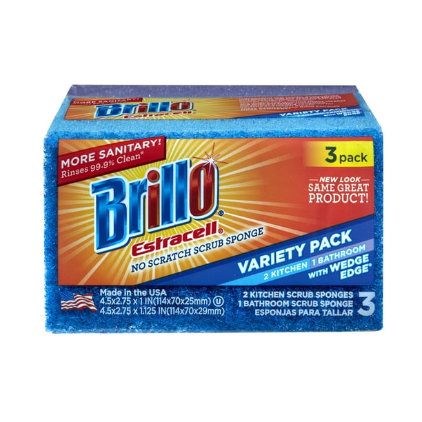 Brillo Estracell Wedge Edge No Scratch Scrub Sponge, 3 Count - Walmart.com