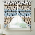 Brown Blue Wood Grain Swag Curtain Valance for Window 2 Panels Dog Paw ...