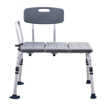 Equate Durable Transfer Bench with Back Rest, Shower Bench, Black HSA ...