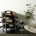 CONSDAN Oak Wine Rack, Wooden Wine Storage Racks, Portable 6 Bottles ...