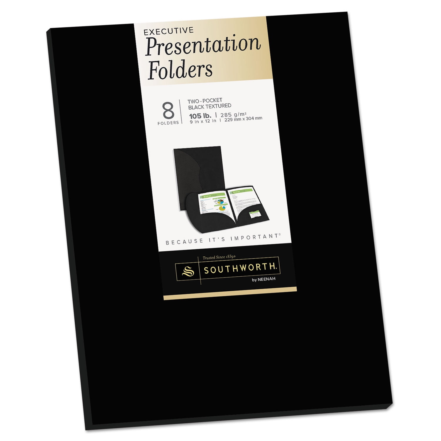 Two-Pocket Presentation Folders, 8 1/2 x 11, Black, 8/Pack - Walmart.com