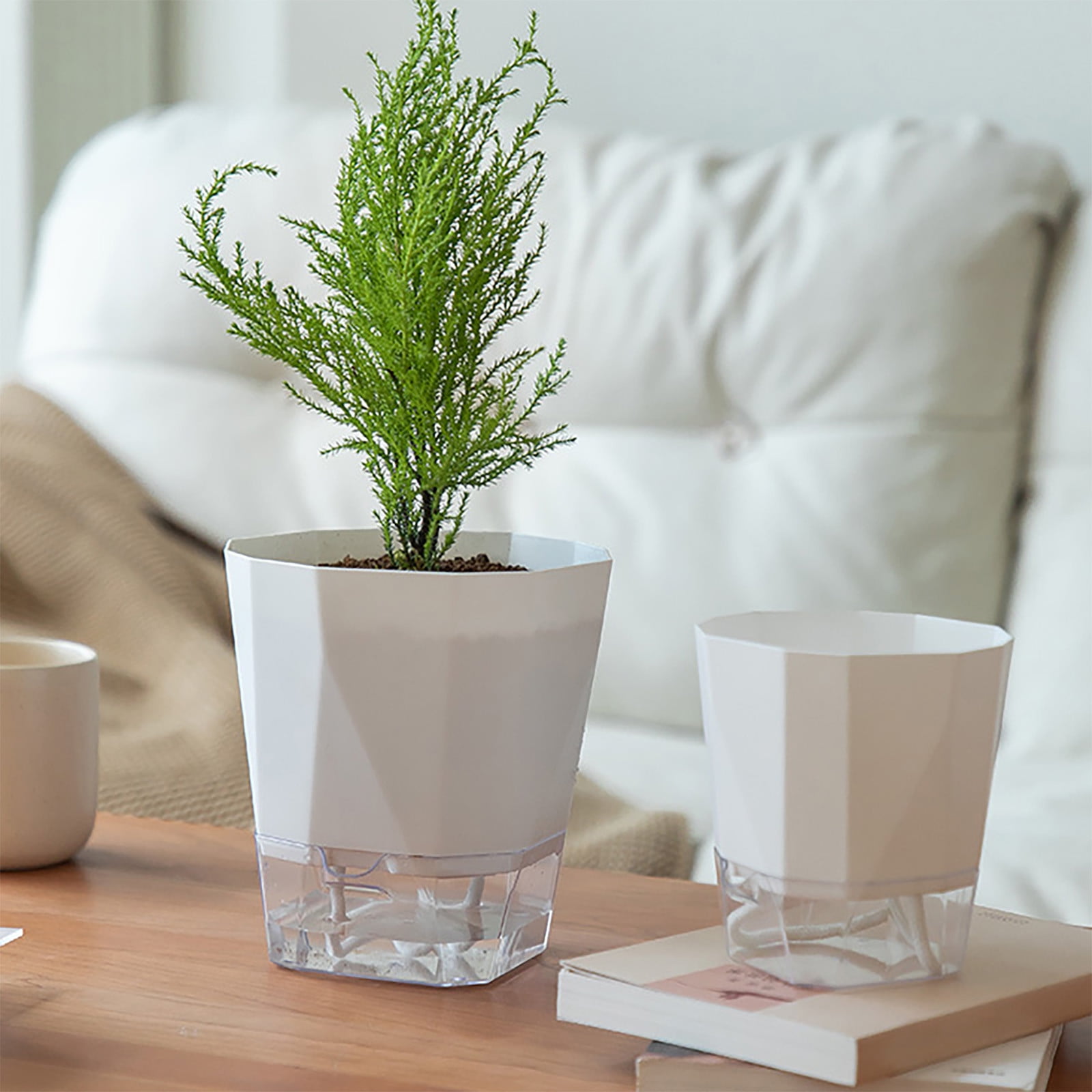 Hbdhejl Automatic Water Absorbing Flowerpot Plastic Transparent Lazy ...