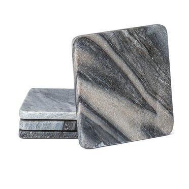 Thirstystone 4-Pack Round Natural White Marble Textured Coasters 4 ...