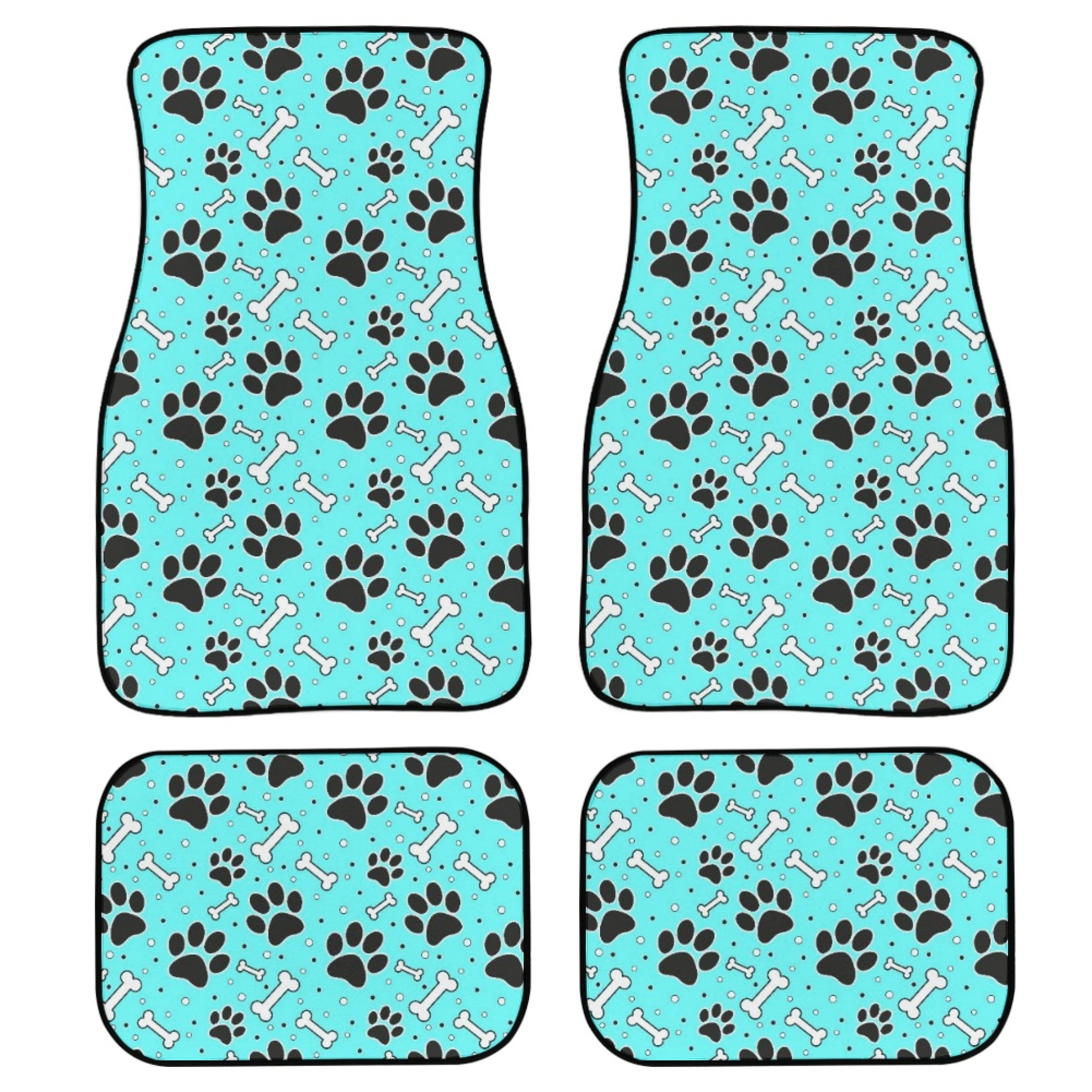 Diaonm Blue Cartoon Dog Paw Floor Mats for Car Auto Interior Carpet ...