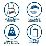 COSCO Indoor 2-Step Folding Steel Step Stool, 17-Inch Tall Top Step ...