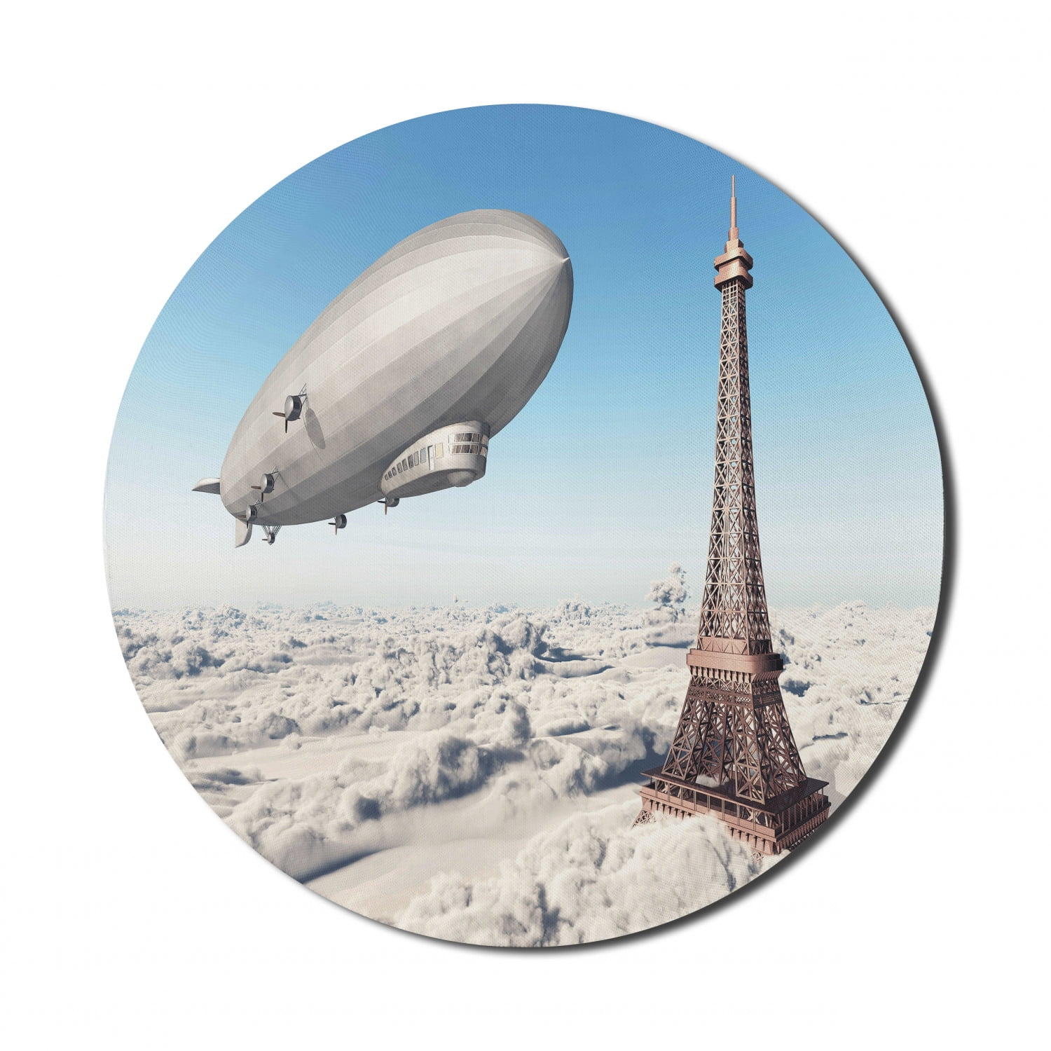 Paris Mouse Pad for Computers, Zeppelin and Eiffel Tower over Clouds ...