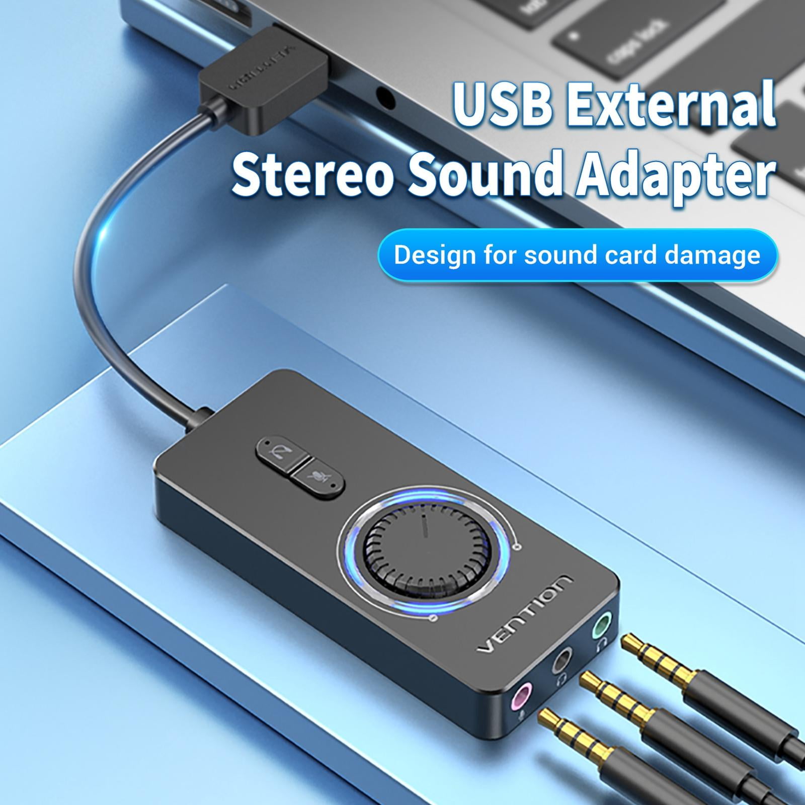 External Stereo Sound Adapter, Audio Adapter, with 3.5mm Headph and ...