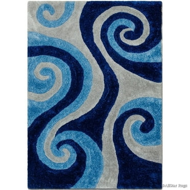 Allstar Rugs Allstar Modern Soft 3D Spiral Design Rug Blue 4' 11"x6' 11 ...