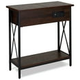 DecorTech Metal and Wood Flip Top End Table with AC Power and USB ...