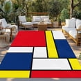 Abstract Color Block Outdoor Rug 6x9 ft Yellow Red Blue Rectangular ...